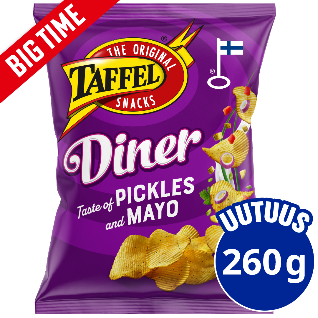 Taffel Diner pickles & mayo flavoured chips 260g – Suomikauppa.fi