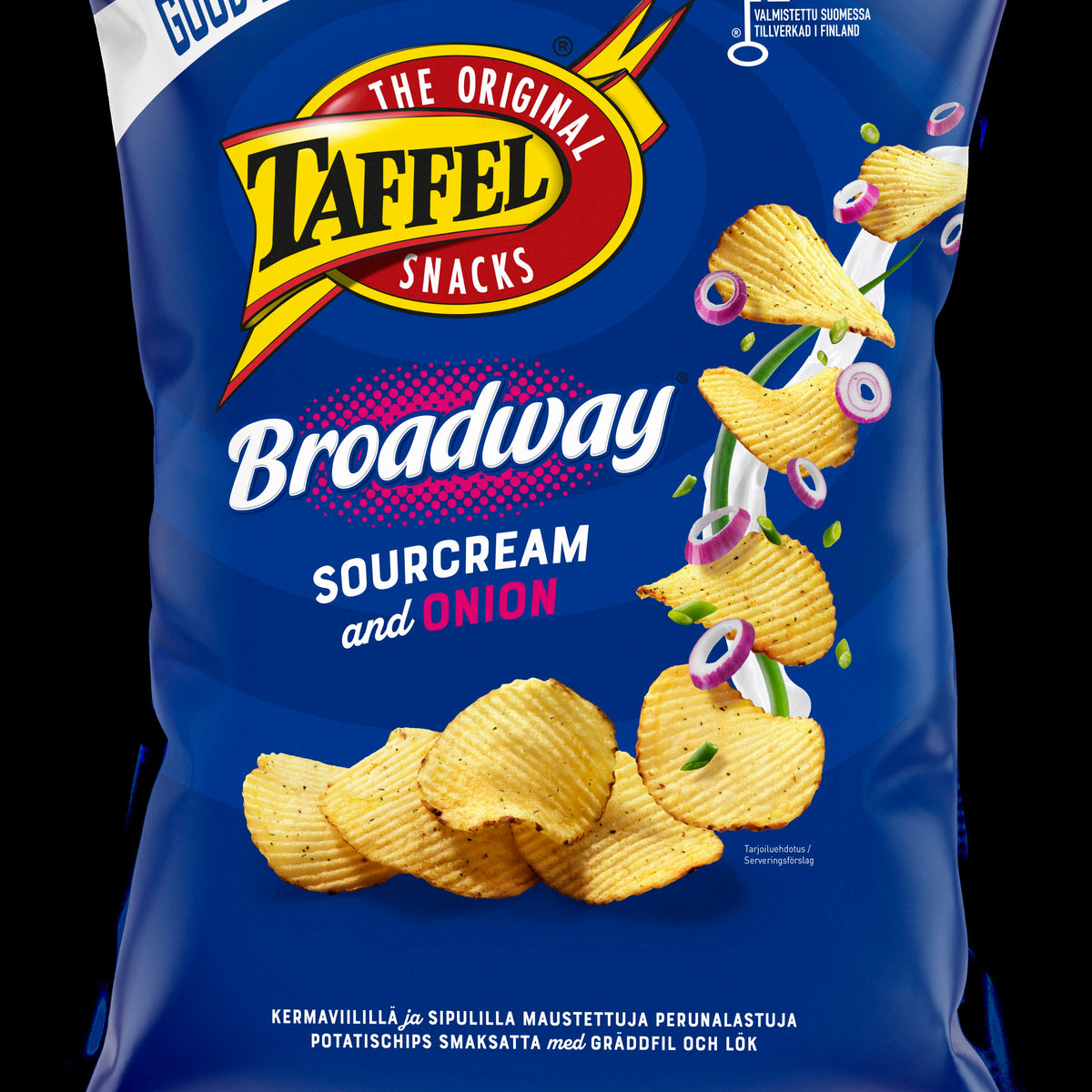 Taffel Broadway sourcream & onion smaksatt chips 150g – Suomikauppa.fi