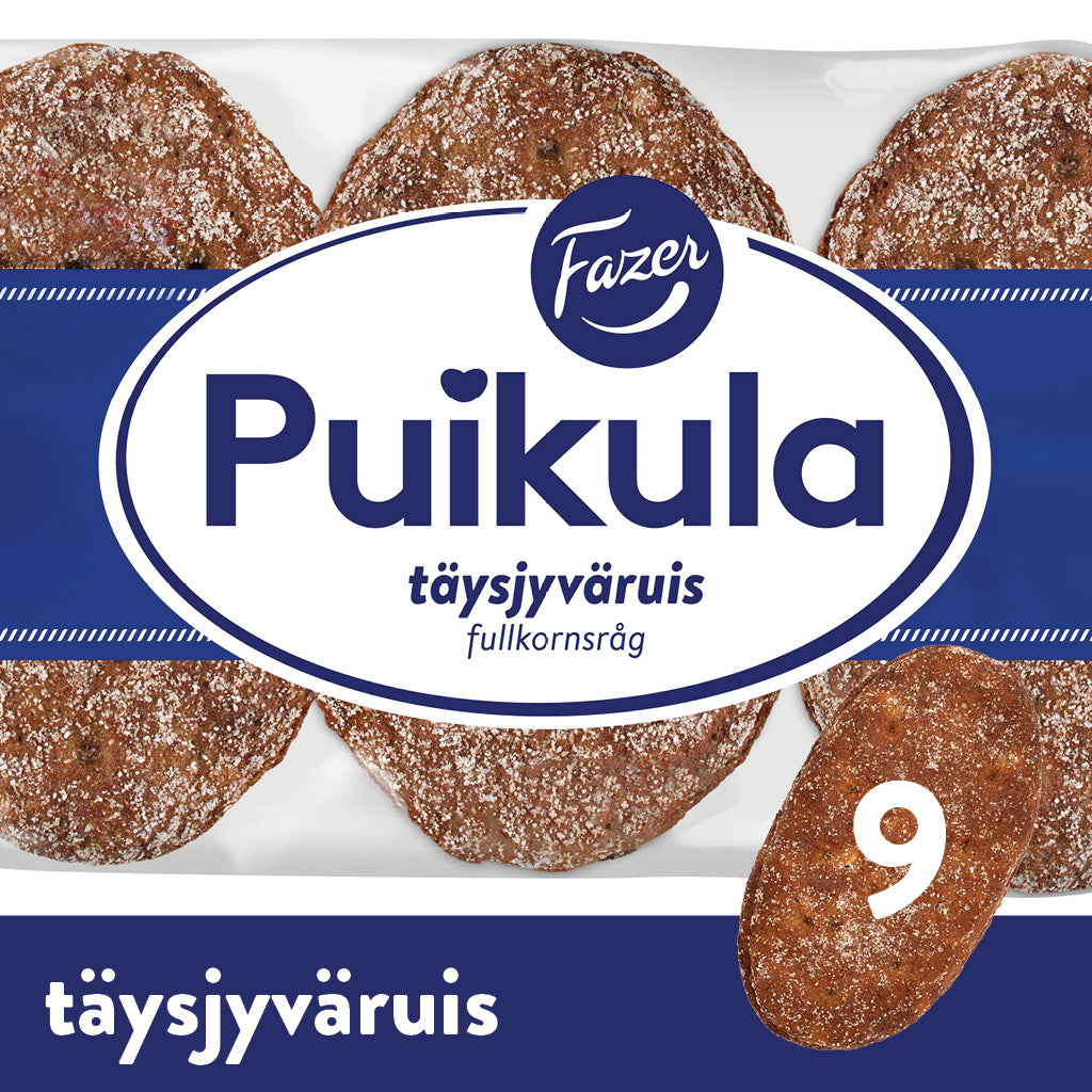 Fazer Puikula Whole rye bread 9pcs 500g, wholegrain rye bread ...