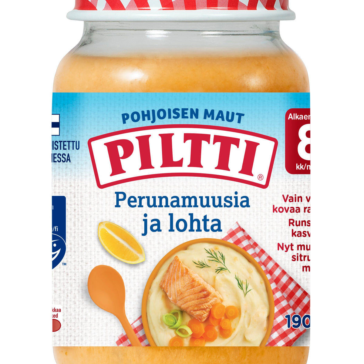 12 x Piltti Pohjoisen maut 190g Perunamuusia ja lohta lastenateria 8kk ...