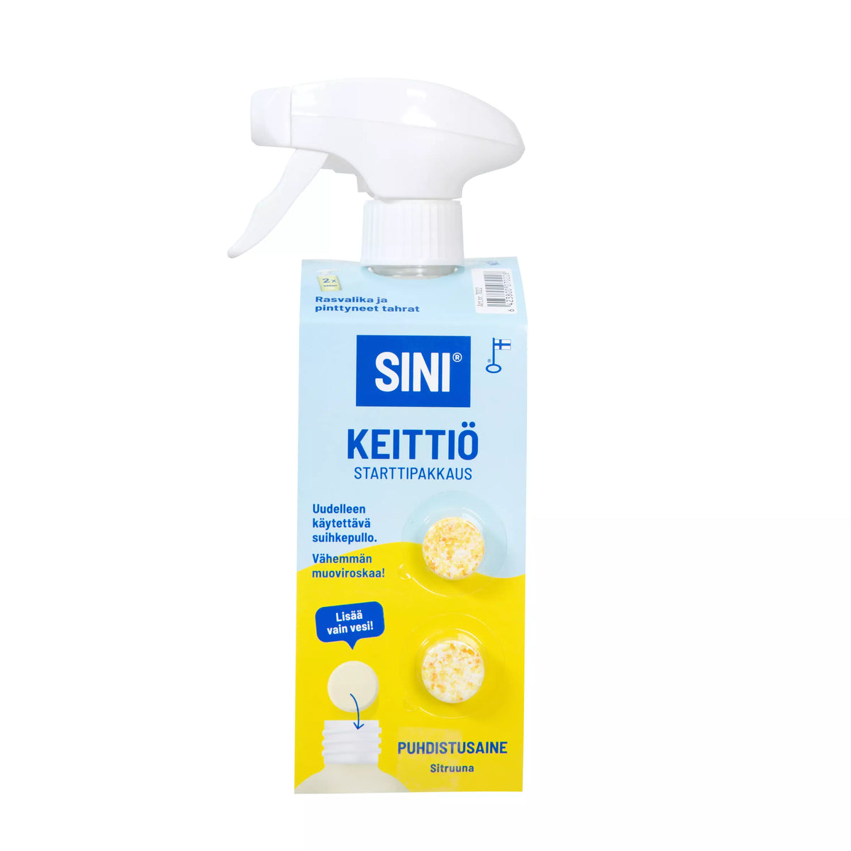 Sini Kitchen cleaner, starter pack – bottle + 2 tablets – Suomikauppa.fi
