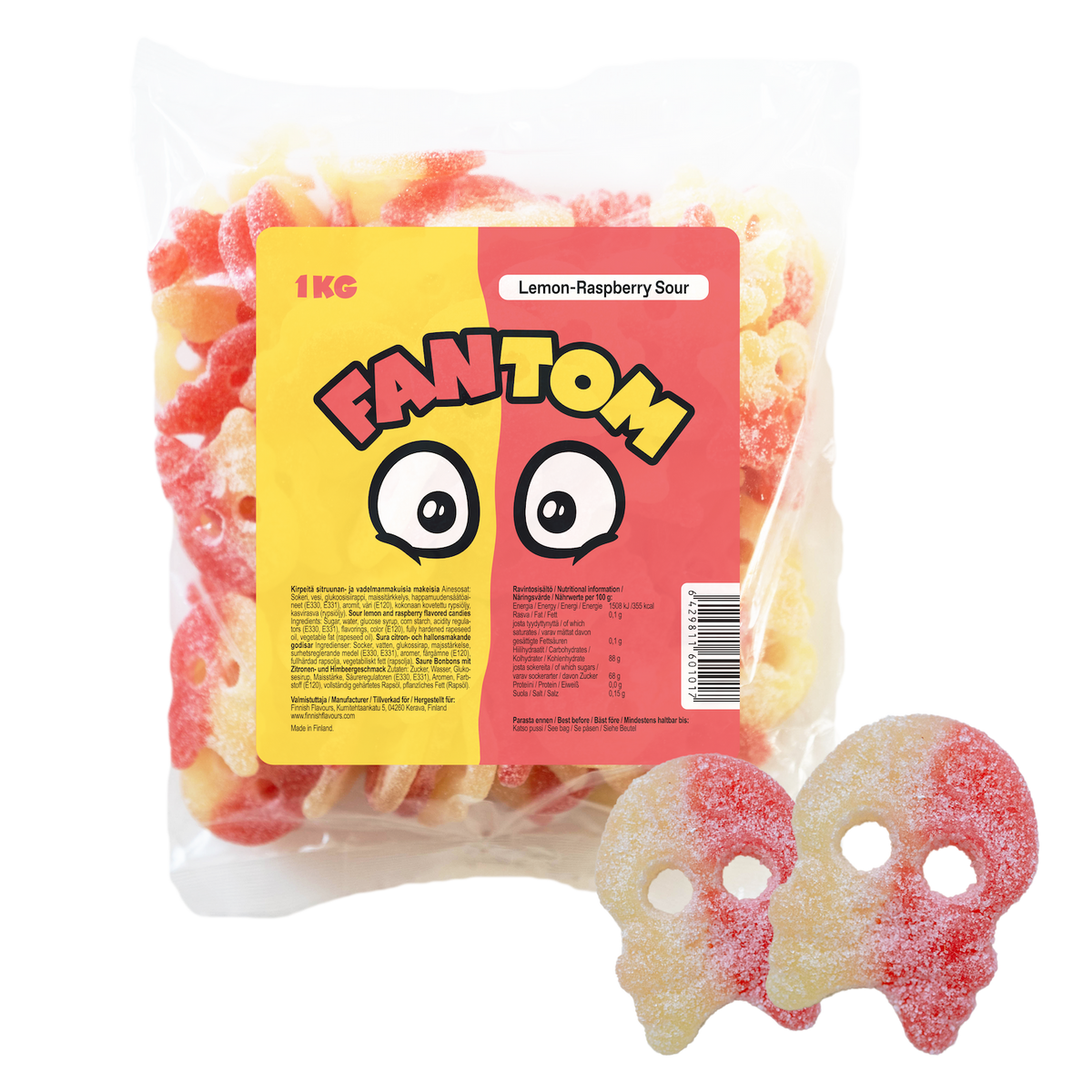 Fantom Candy kirpeä sitruuna-vadelma makeinen 1kg – Suomikauppa.fi