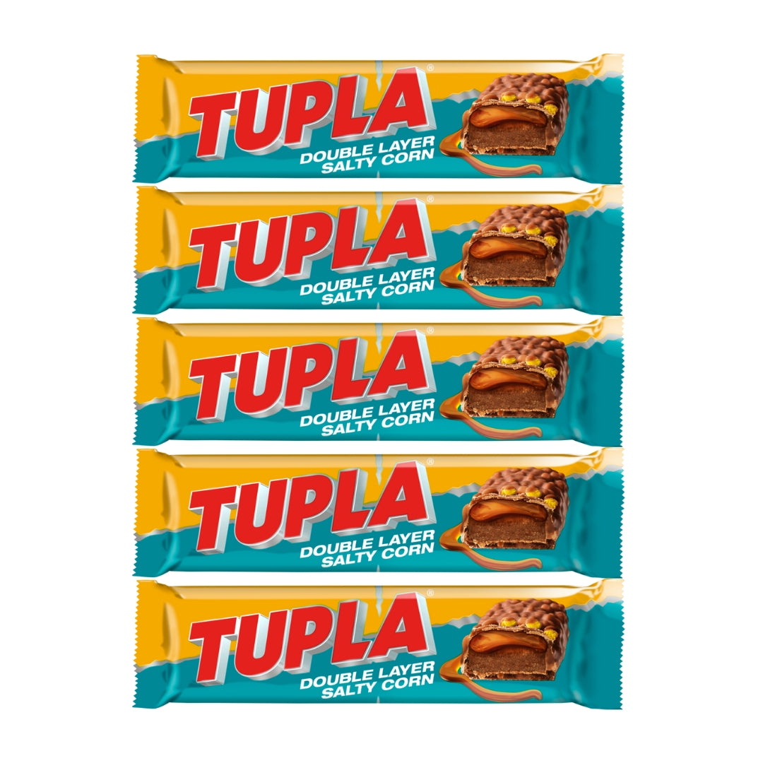 Tupla Double Layer Salty Corn chocolate bar 48g 5-PACK – Suomikauppa.fi